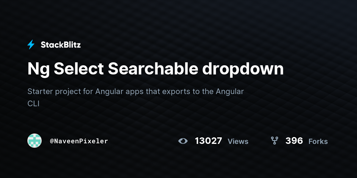 Ng Select Searchable dropdown - StackBlitz