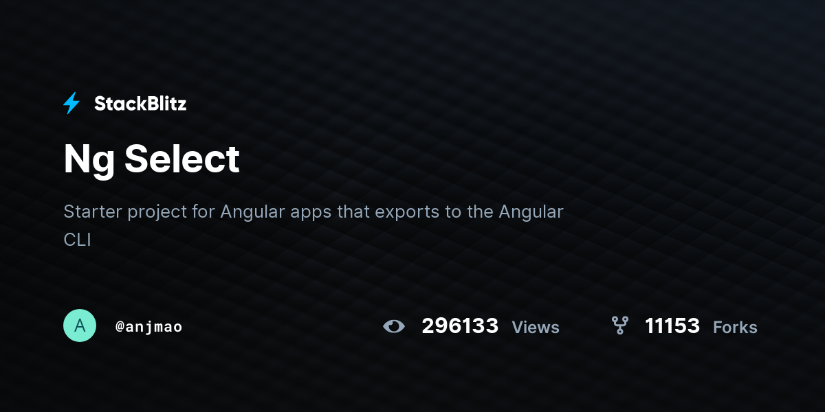 Ng Select - StackBlitz