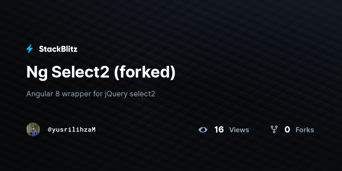 Ng Select2 (forked) - StackBlitz Ng Select2 (forked) - StackBlitz