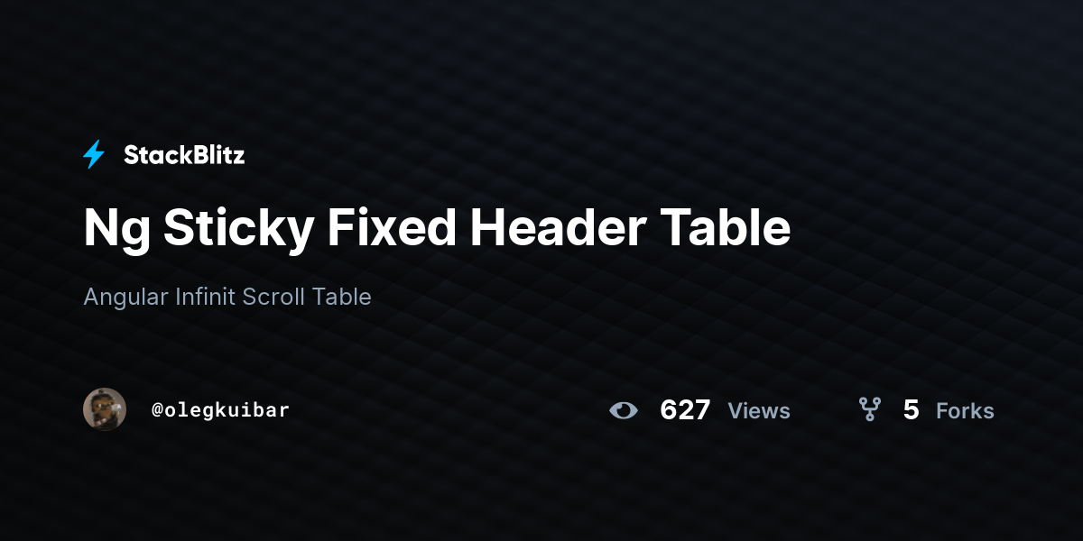 Ng Sticky Fixed Header Table - StackBlitz Ng Sticky Fixed Header Table - StackBlitz