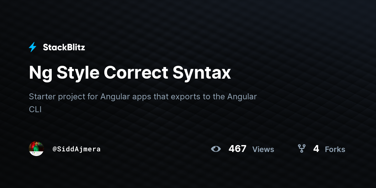 Ng Style Correct Syntax - StackBlitz Ng Style Correct Syntax - StackBlitz