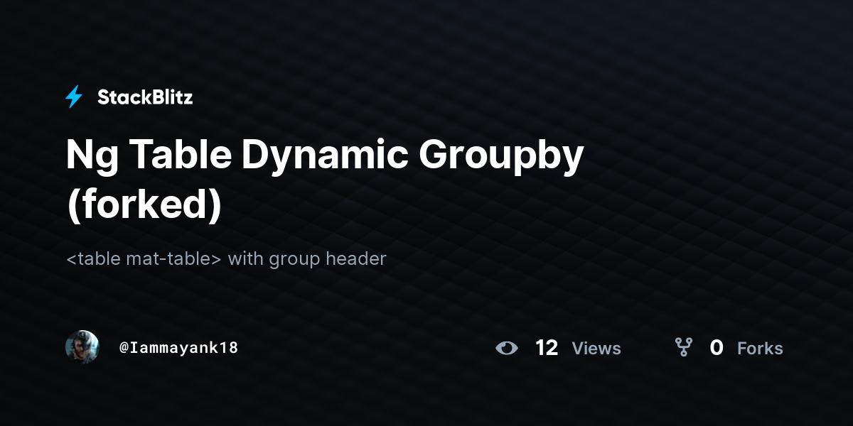 Ng Table Dynamic Groupby (forked) - StackBlitz