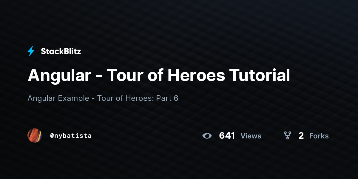 Angular - Tour of Heroes Tutorial - StackBlitz