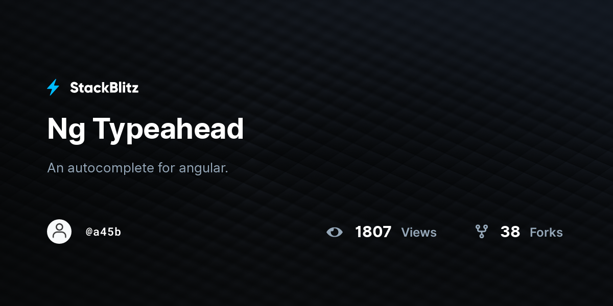 Ng Typeahead - StackBlitz