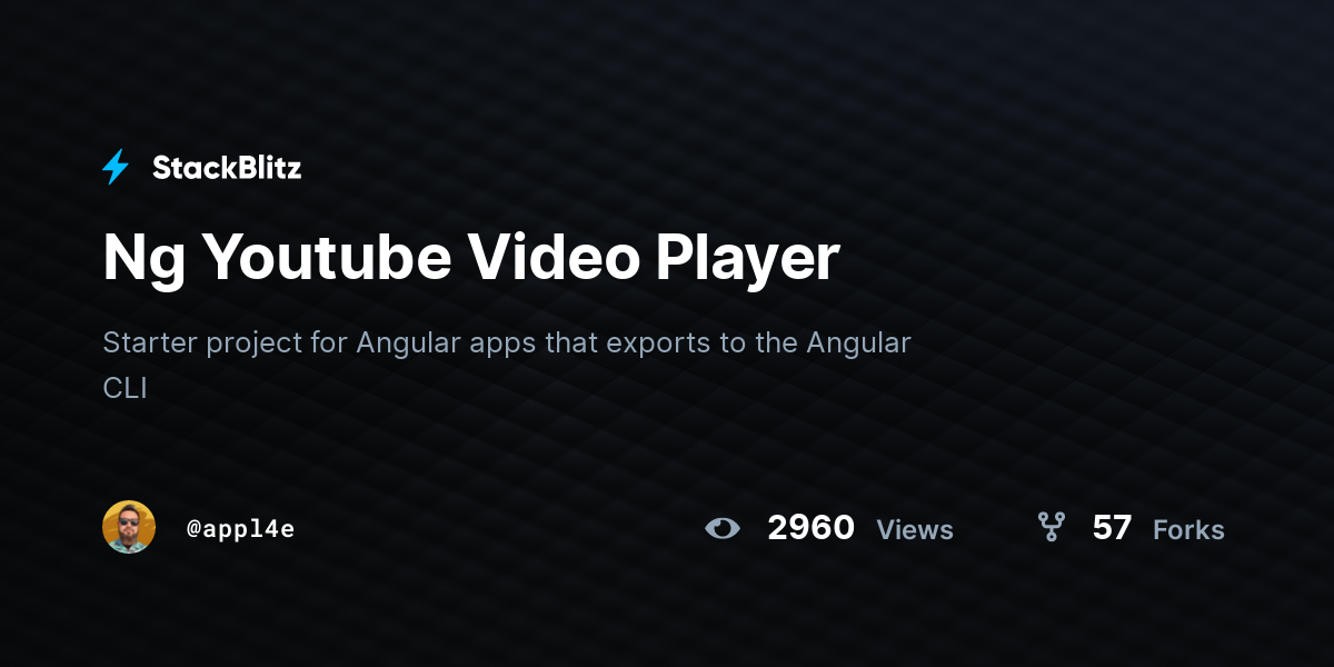Ng Youtube Video Player - StackBlitz