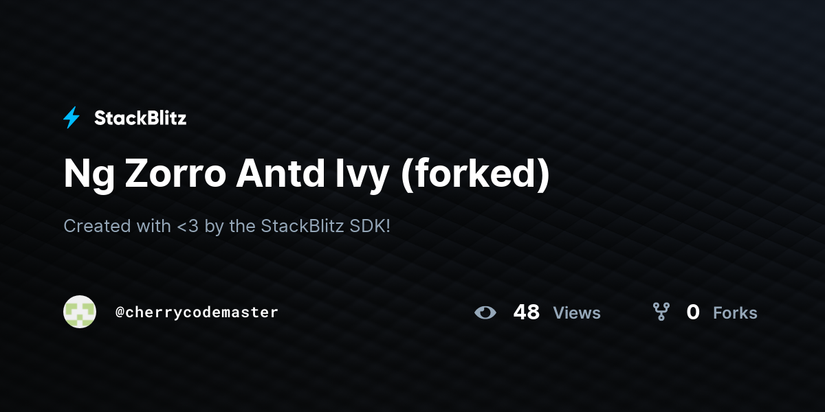 Ng Zorro Antd Ivy (forked) - StackBlitz Ng Zorro Antd Ivy (forked) - StackBlitz