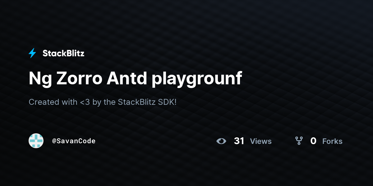 Ng Zorro Antd playgrounf - StackBlitz