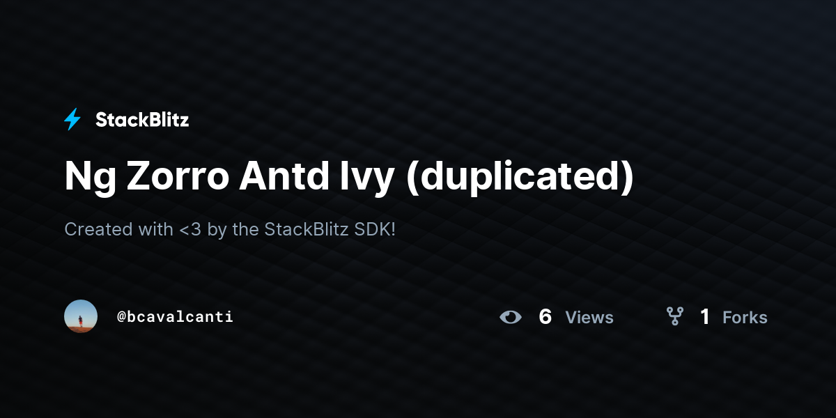 Ng Zorro Antd Ivy (duplicated) - StackBlitz