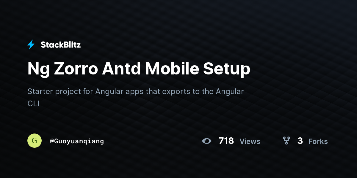 Ng Zorro Antd Mobile Setup - StackBlitz