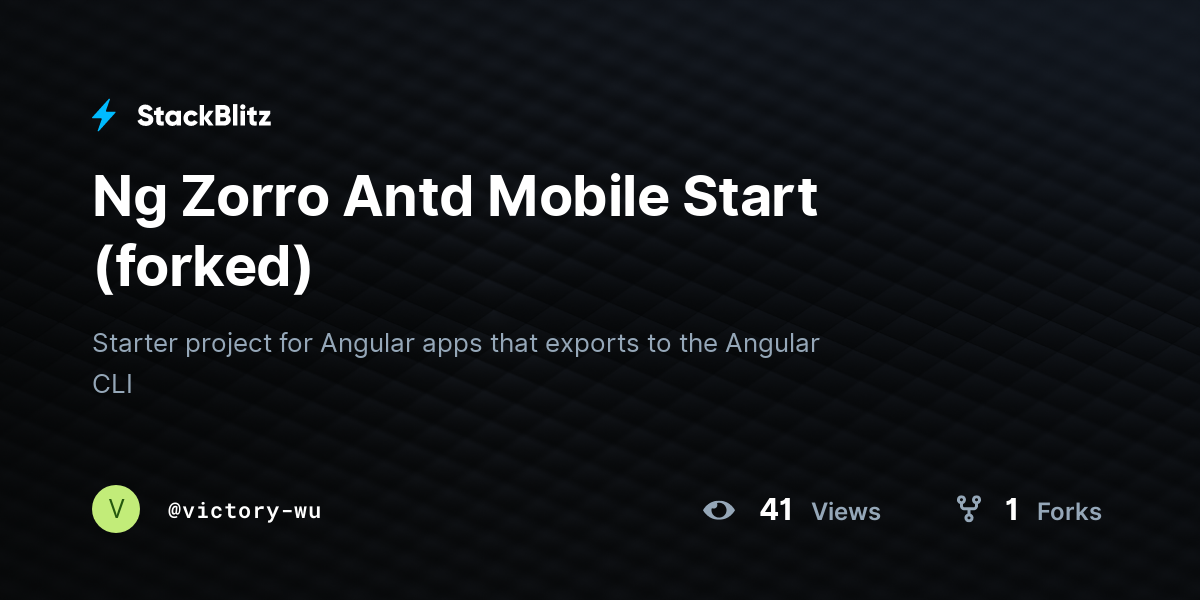Ng Zorro Antd Mobile Start (forked) - StackBlitz Ng Zorro Antd Mobile Start (forked) - StackBlitz