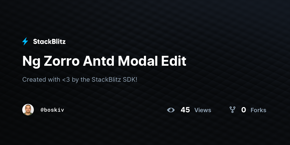Ng Zorro Antd Modal Edit - StackBlitz