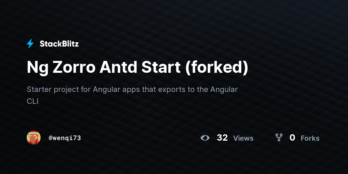 Ng Zorro Antd Start (forked) - StackBlitz Ng Zorro Antd Start (forked) - StackBlitz