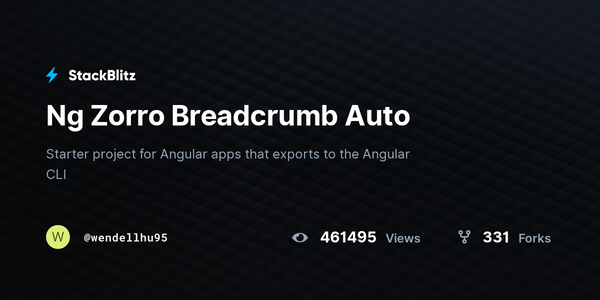 Ng Zorro Breadcrumb Auto - StackBlitz