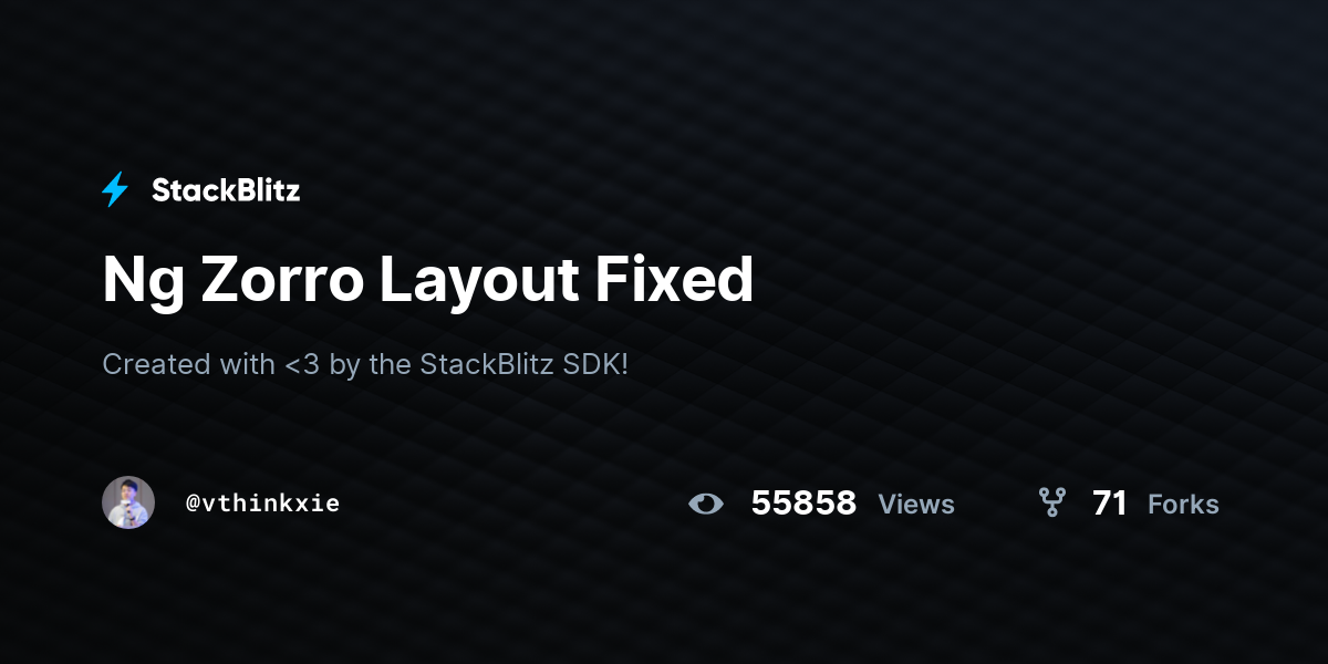 Ng Zorro Layout Fixed - StackBlitz