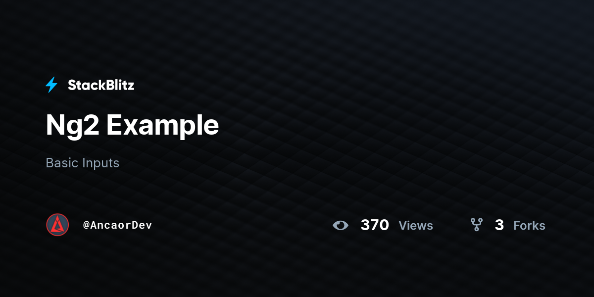 Ng2 Example - StackBlitz