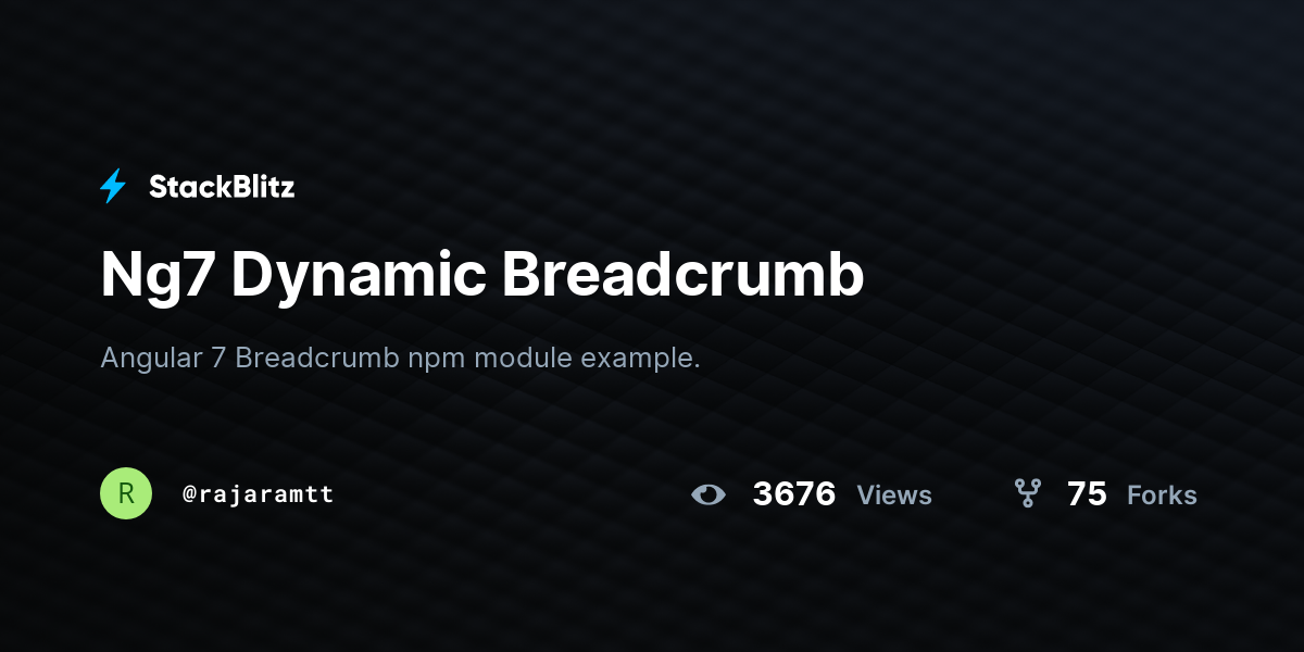 Ng7 Dynamic Breadcrumb - StackBlitz