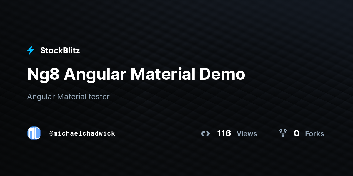 Ng8 Angular Material Demo - StackBlitz
