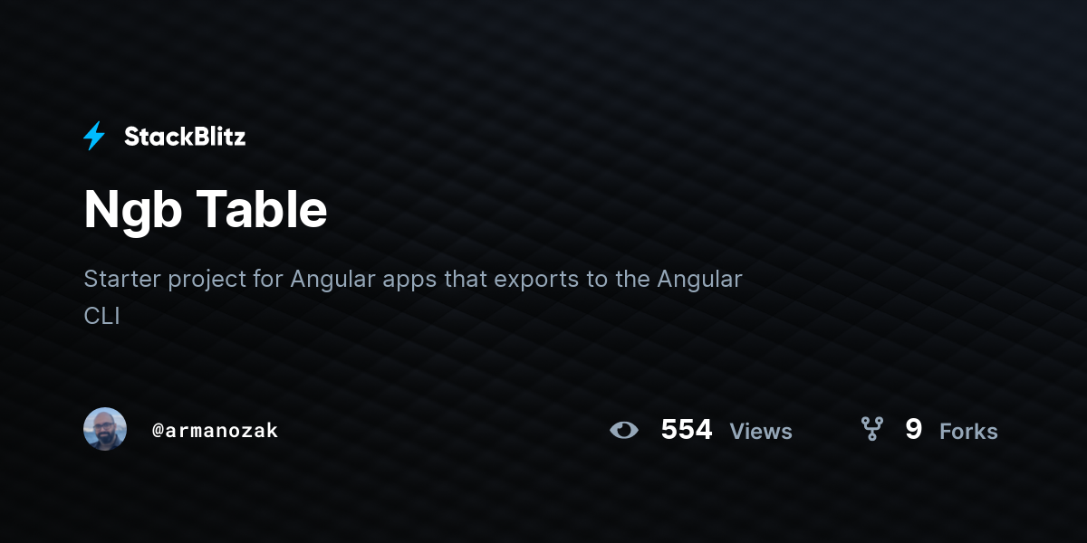 Ngb Table - StackBlitz