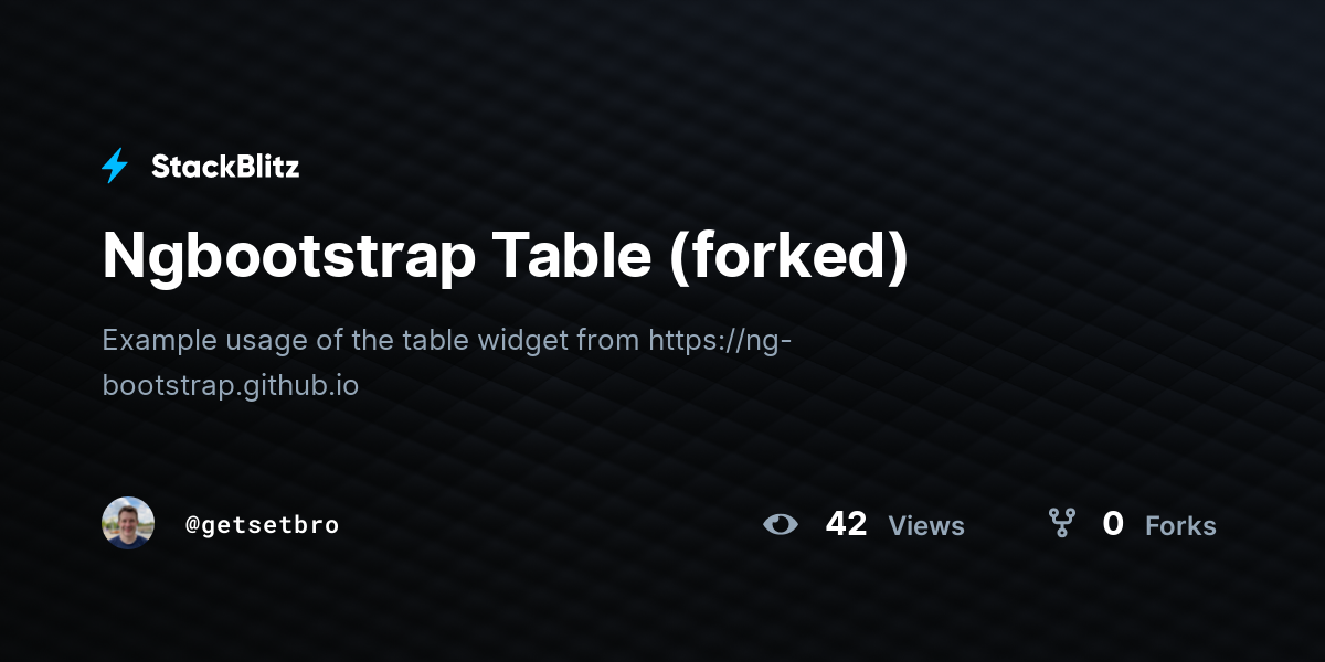 Ngbootstrap Table (forked) - StackBlitz Ngbootstrap Table (forked) - StackBlitz
