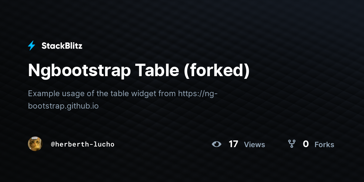 Ngbootstrap Table (forked) - StackBlitz Ngbootstrap Table (forked) - StackBlitz
