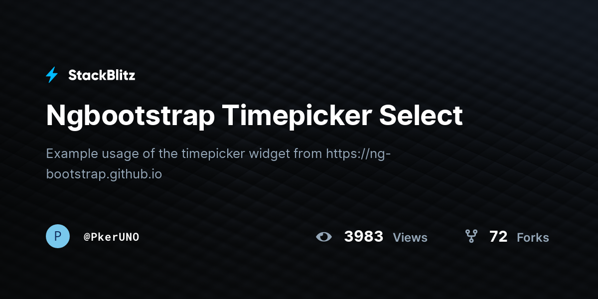 Ngbootstrap Timepicker Select - StackBlitz