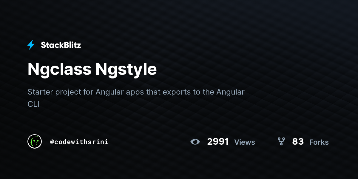 Ngclass Ngstyle - StackBlitz
