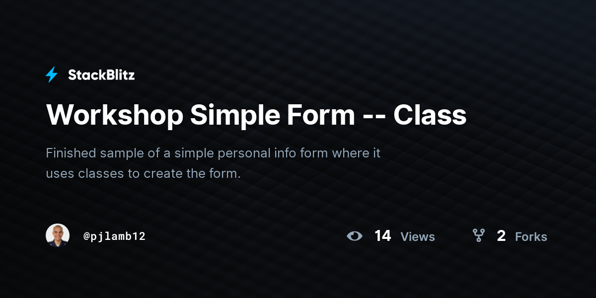 Workshop Simple Form -- Class - StackBlitz