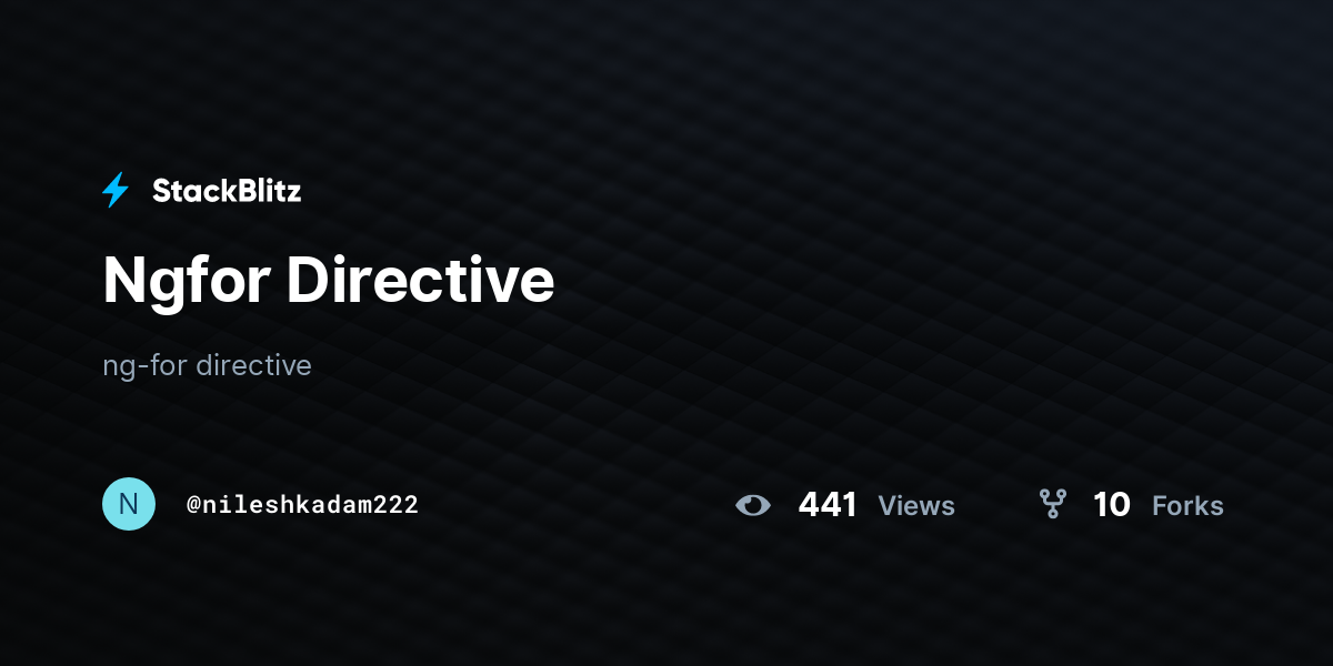 Ngfor Directive - StackBlitz