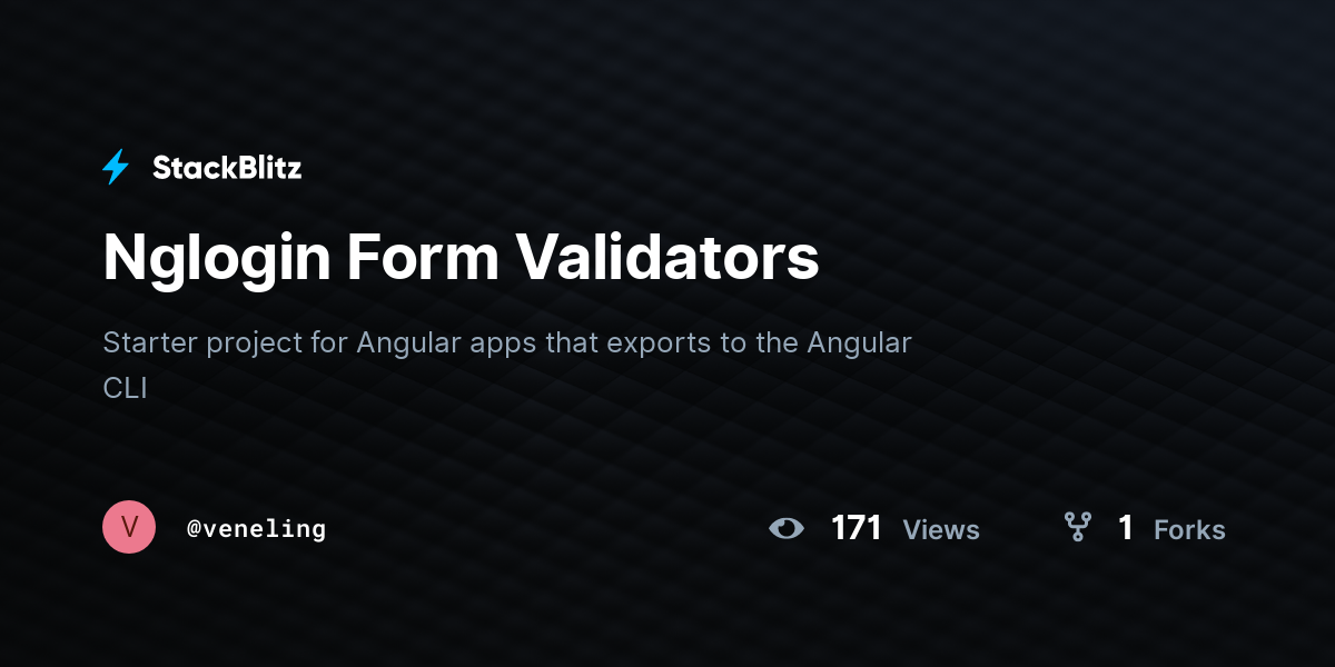 Nglogin Form Validators - StackBlitz Nglogin Form Validators - StackBlitz