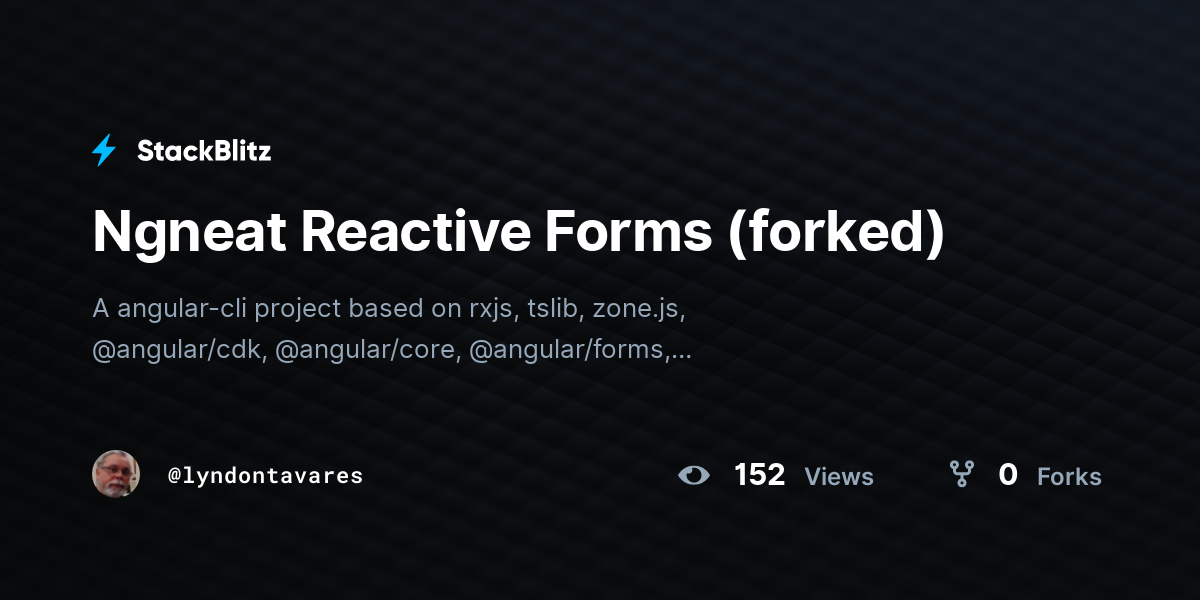 Ngneat Reactive Forms (forked) - StackBlitz