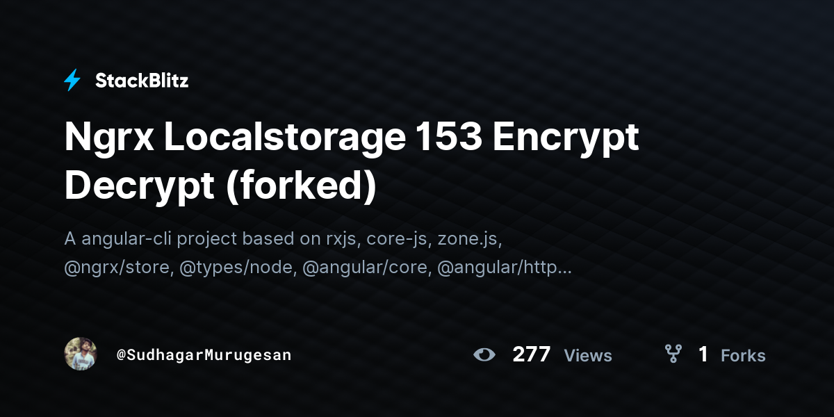 Ngrx Localstorage 153 Encrypt Decrypt (forked) - StackBlitz Ngrx Localstorage 153 Encrypt Decrypt (forked) - StackBlitz