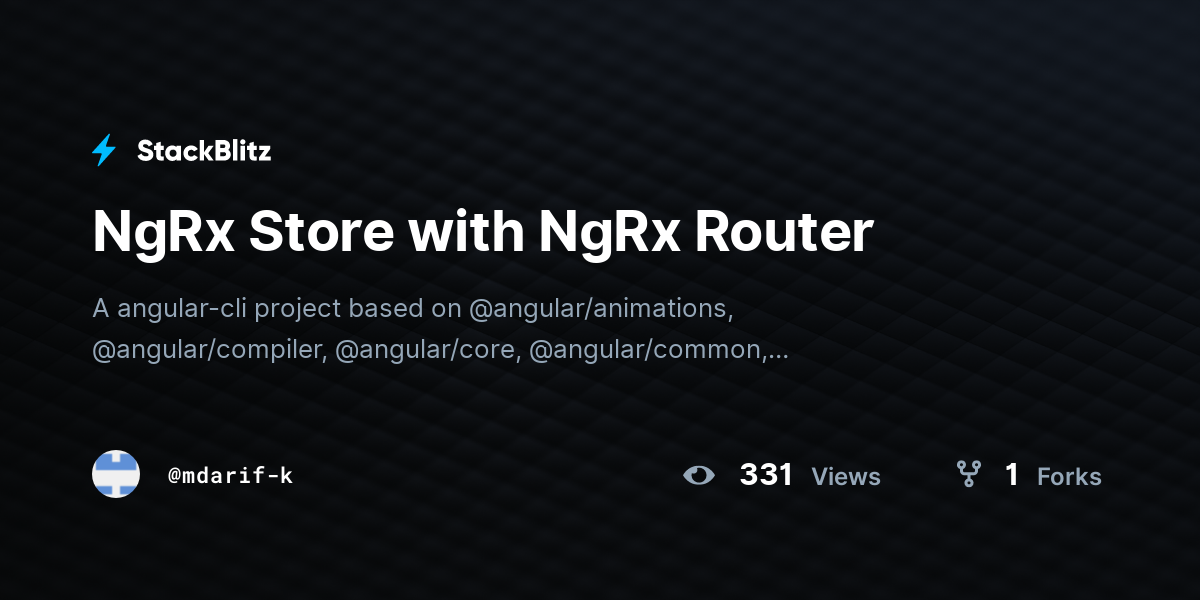 NgRx Store with NgRx Router - StackBlitz
