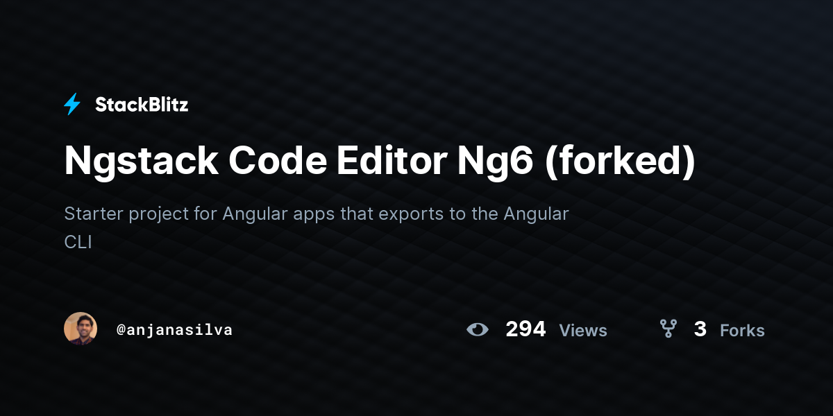 Ngstack Code Editor Ng6 Forked Stackblitz