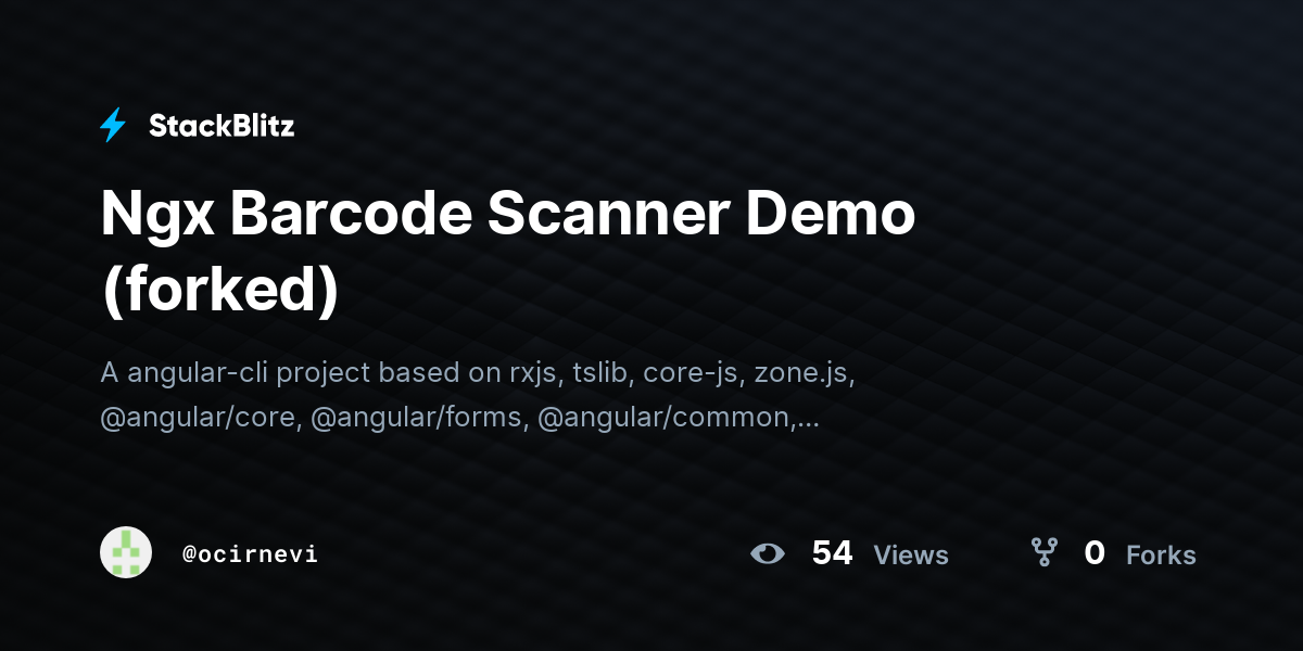 Ngx Barcode Scanner Demo Forked Stackblitz