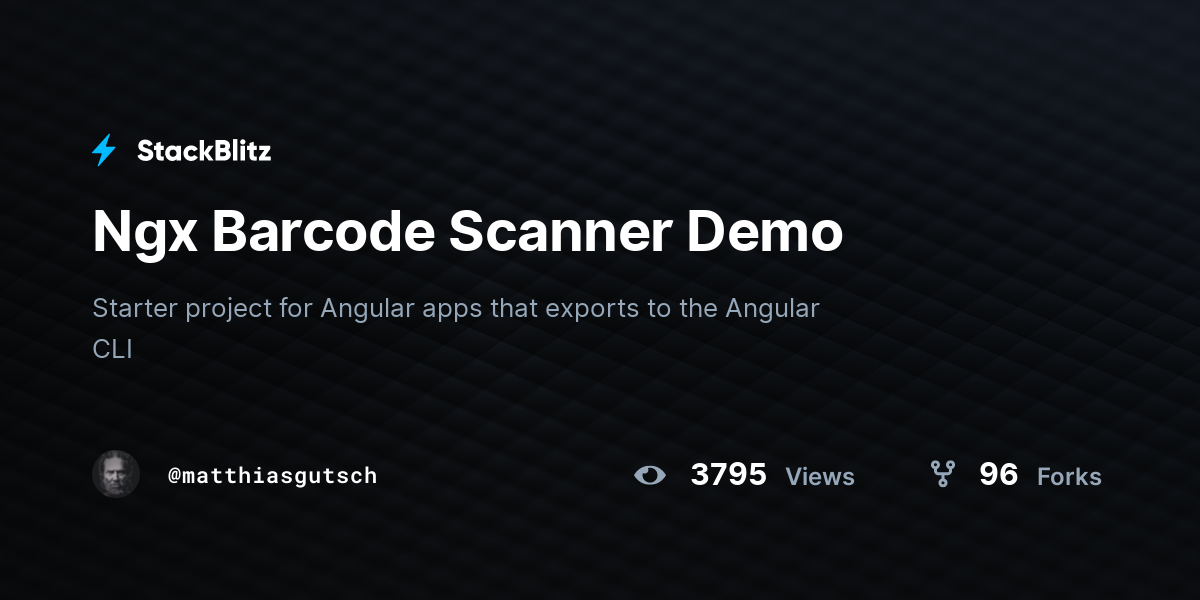 Ngx Barcode Scanner Demo - StackBlitz