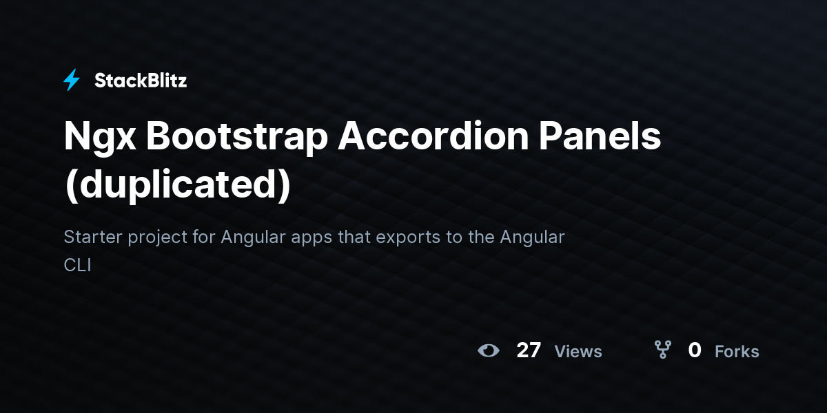 Ngx Bootstrap Accordion Panels (duplicated) - StackBlitz