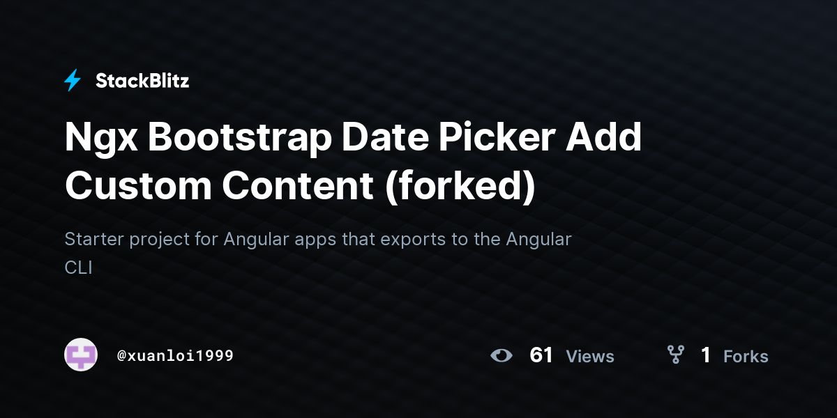 Ngx Bootstrap Date Picker Add Custom Content (forked) - StackBlitz