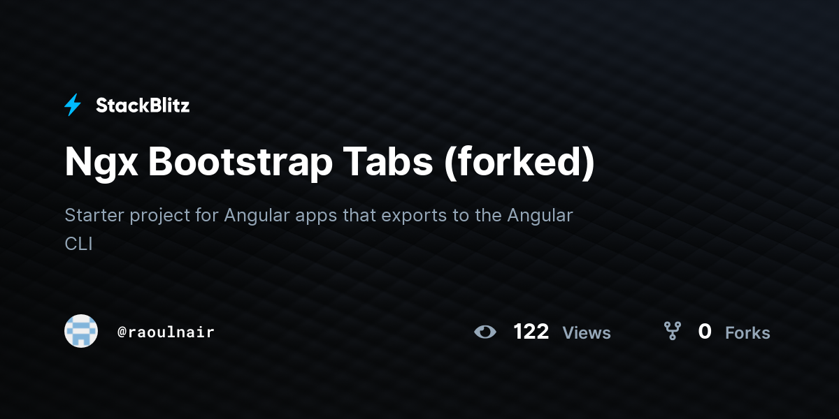 Ngx Bootstrap Tabs (forked) - StackBlitz