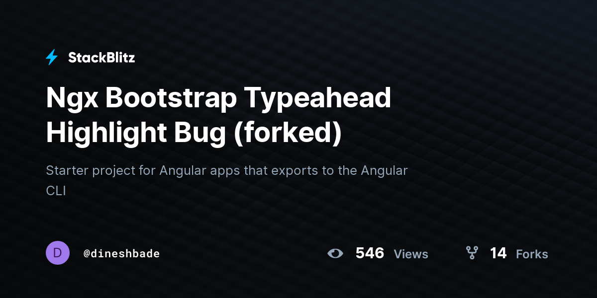 Ngx Bootstrap Typeahead Highlight Bug (forked) - StackBlitz