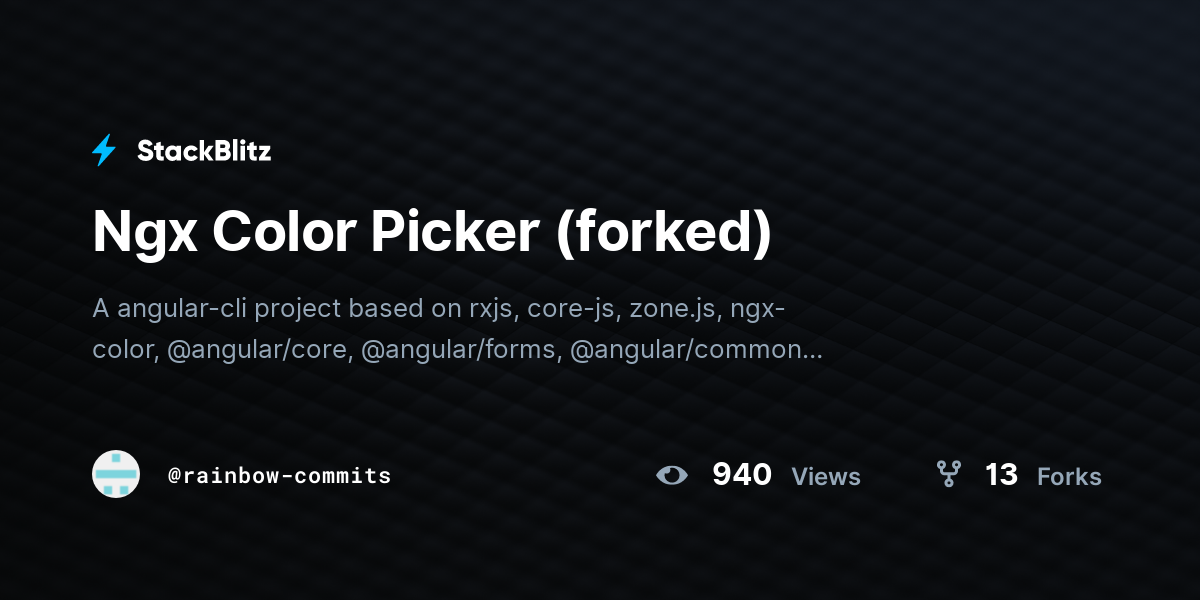 Ngx Color Picker (forked) - StackBlitz Ngx Color Picker (forked) - StackBlitz