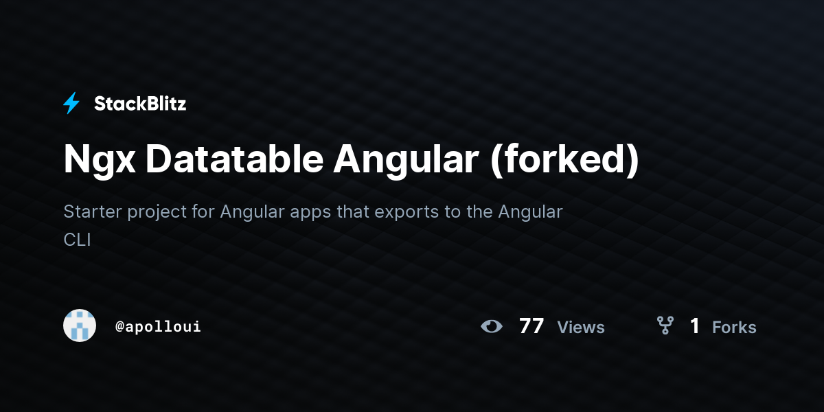 Ngx Datatable Angular Forked Stackblitz