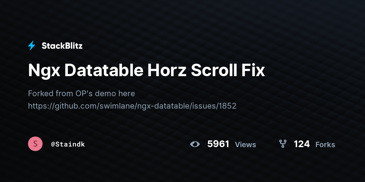 Ngx Datatable Horz Scroll Fix - StackBlitz