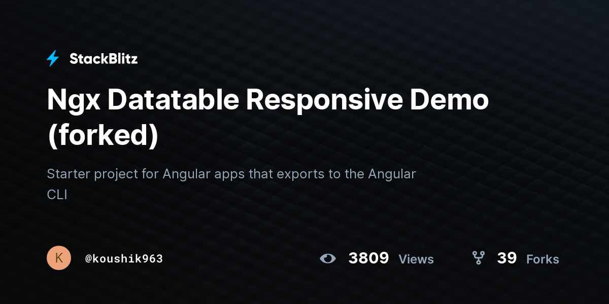 Ngx Datatable Responsive Demo (forked) - StackBlitz