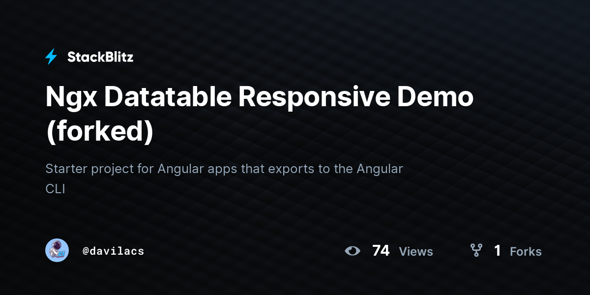 Ngx Datatable Responsive Demo (forked) - StackBlitz