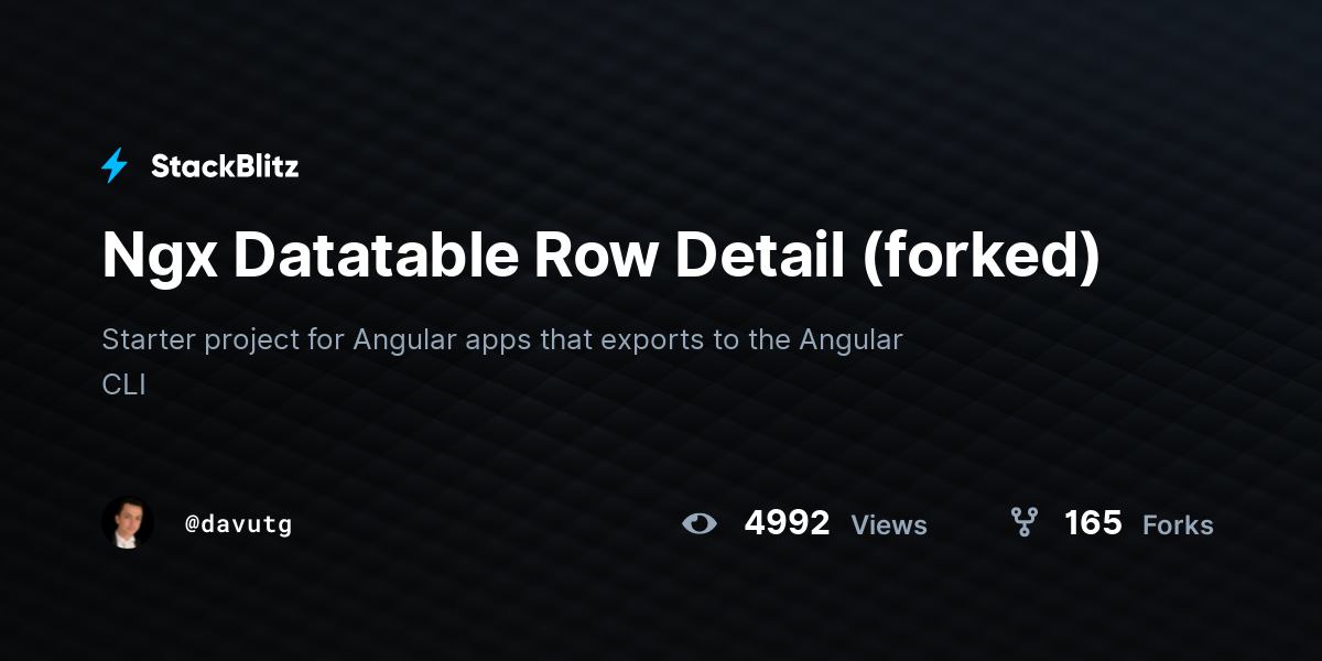 Ngx Datatable Row Detail (forked) - StackBlitz