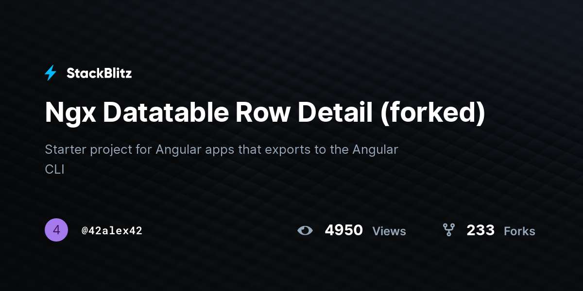 Ngx Datatable Row Detail (forked) - StackBlitz