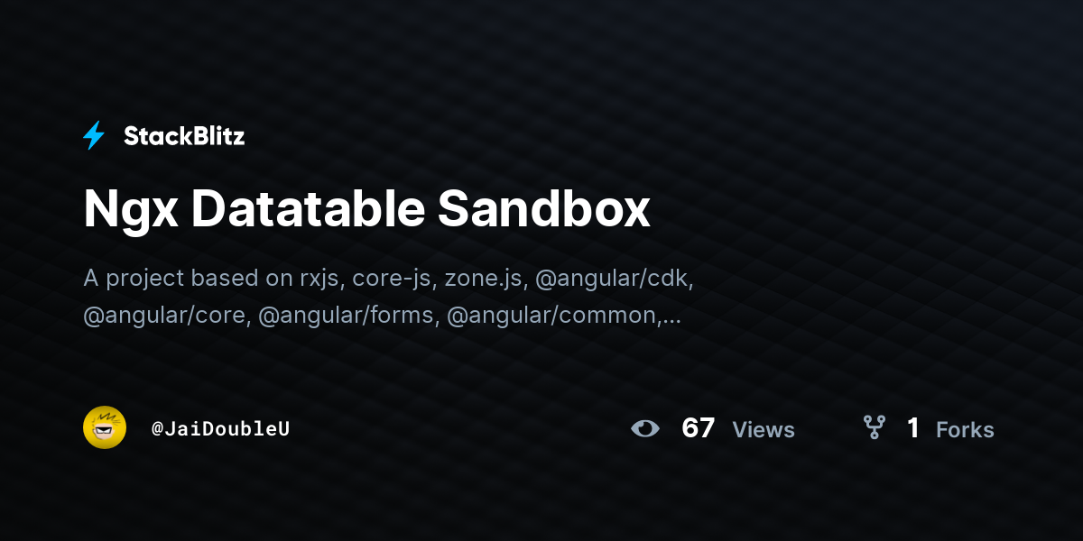Ngx Datatable Sandbox - StackBlitz