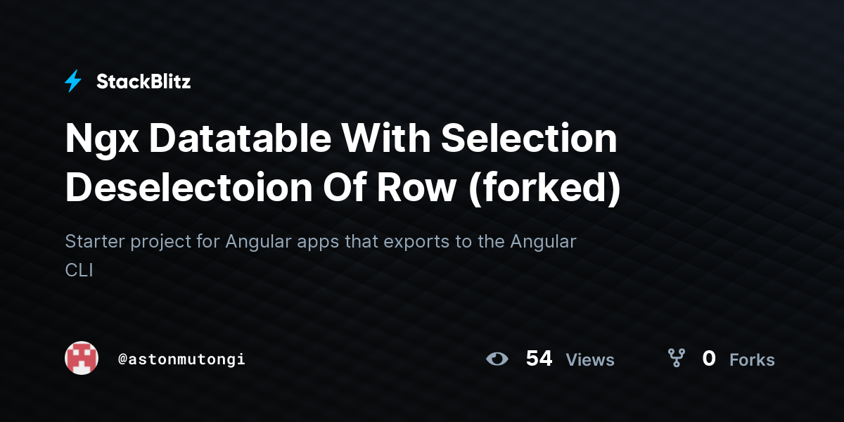 Ngx Datatable With Selection Deselectoion Of Row (forked) - StackBlitz