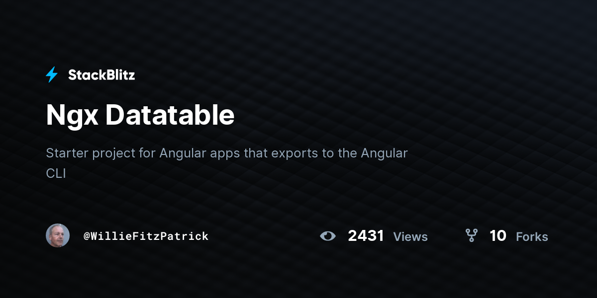 Ngx Datatable - StackBlitz Ngx Datatable - StackBlitz