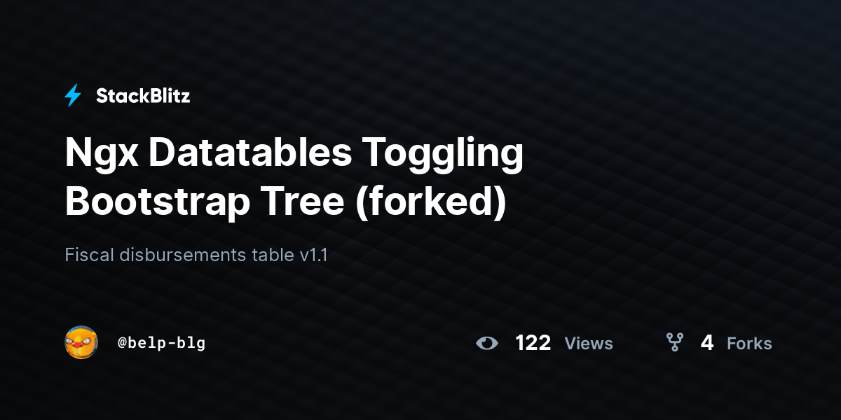 Ngx Datatables Toggling Bootstrap Tree (forked) - StackBlitz Ngx Datatables Toggling Bootstrap Tree (forked) - StackBlitz